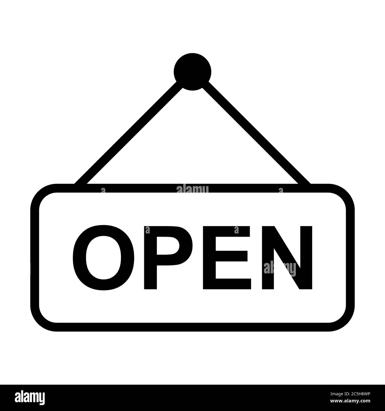 Open the door icon isolated on white background. Market notice symbol ...