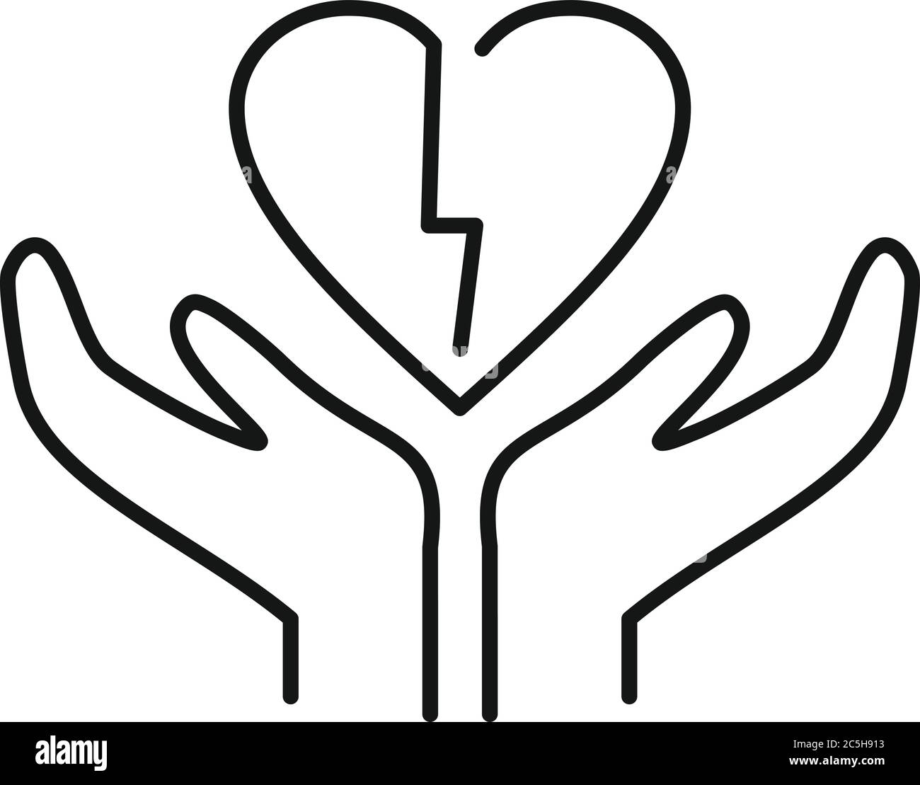 Divorce break heart icon. Outline divorce break heart vector icon for ...