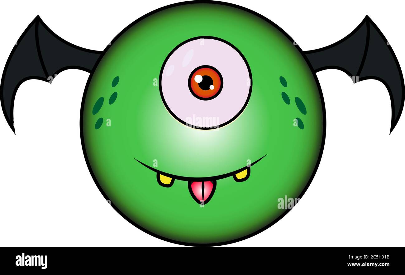 artoon Funny Green Monster With Wings Stock Vector Image & Art - Alamy
