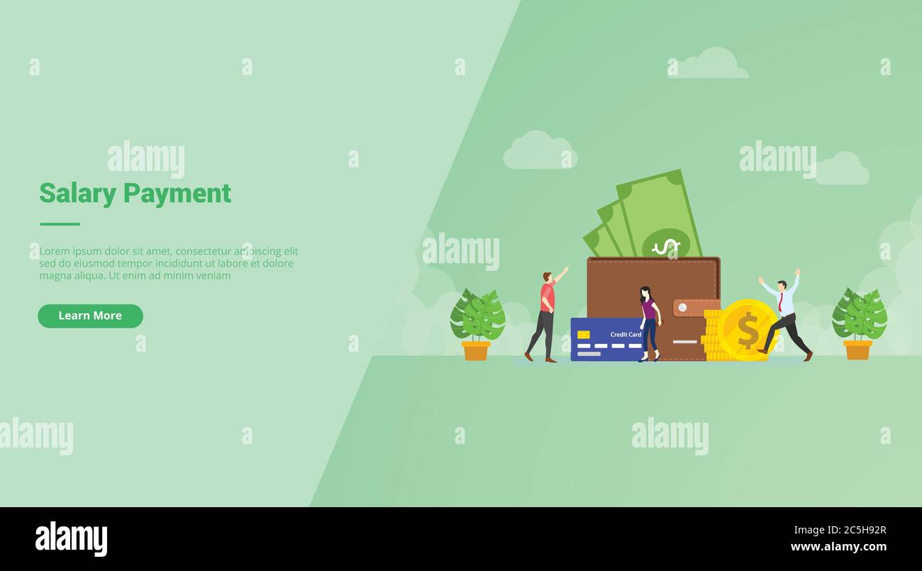 Salary payment people very happy earning money in big wallet campaign ...