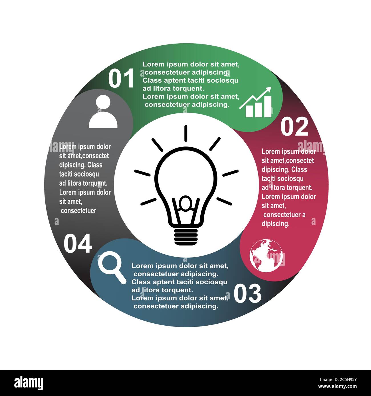 4 step vector element in four colors with labels, infographic diagram ...