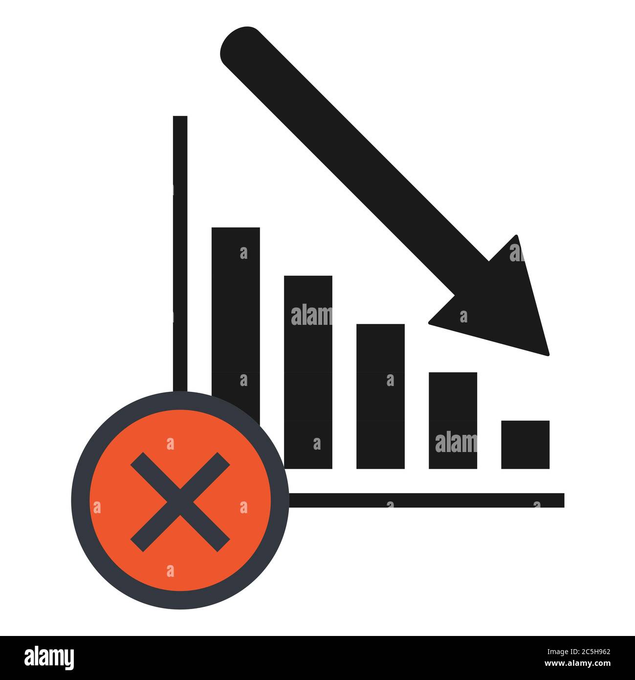 Loss, fall economic symbol, flat modern icon, isolated on white ...