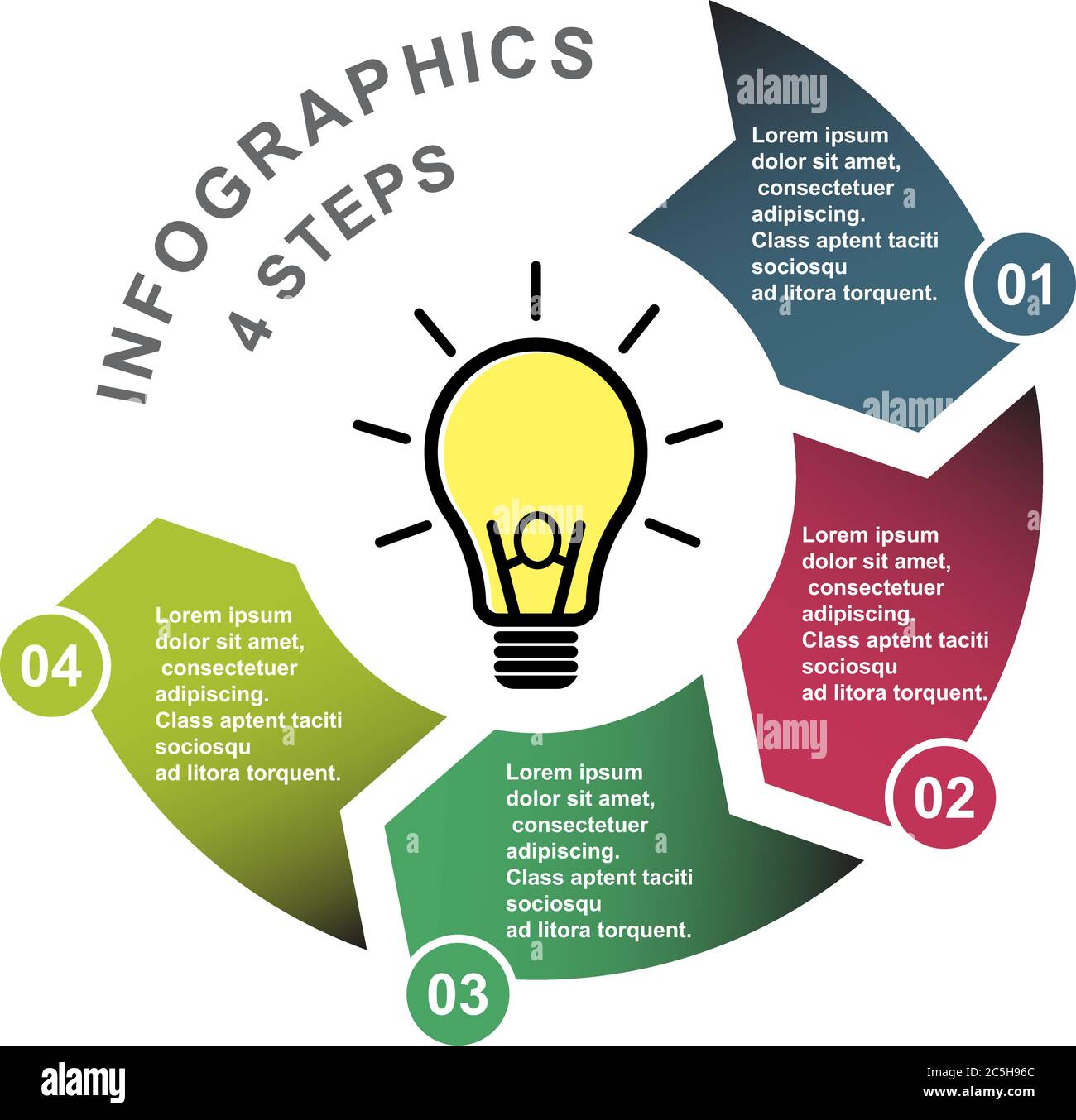 4 step vector element in four colors with labels, infographic diagram ...