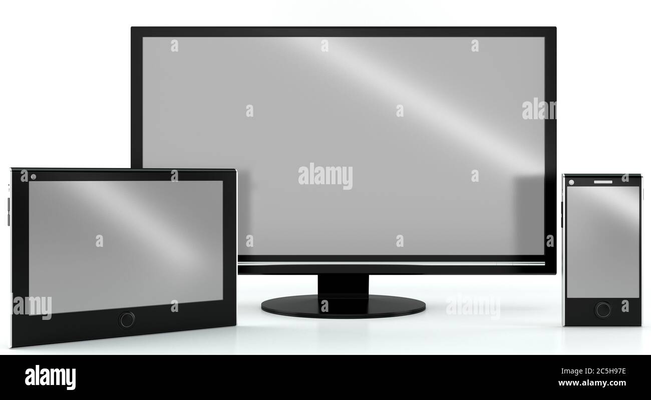 3d renders of different types of screens mockups for web design ...