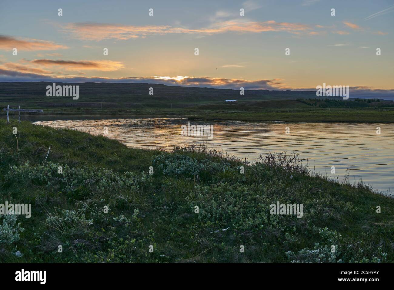 Summer night by Lagarfljot lake in East Iceland Stock Photo - Alamy
