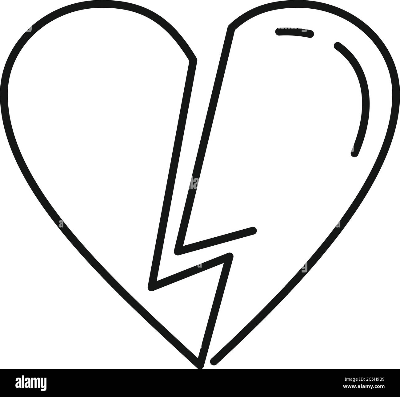 Love heart break divorce icon. Outline love heart break divorce vector ...