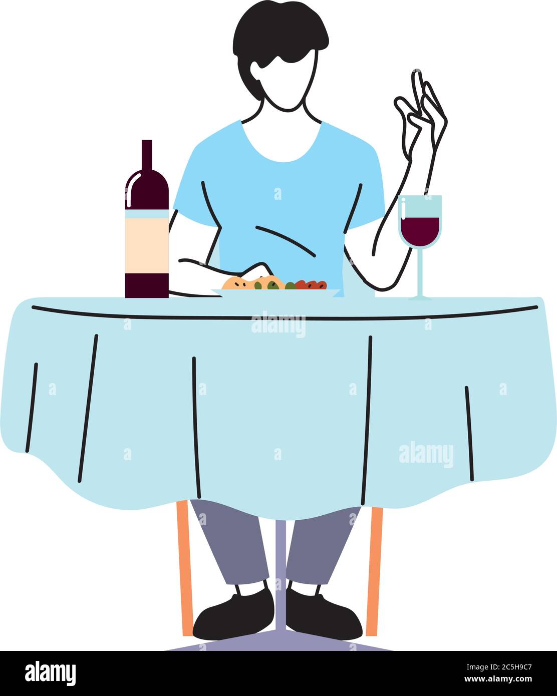 Man sitting at table with wine and plate design, Restaurant ...