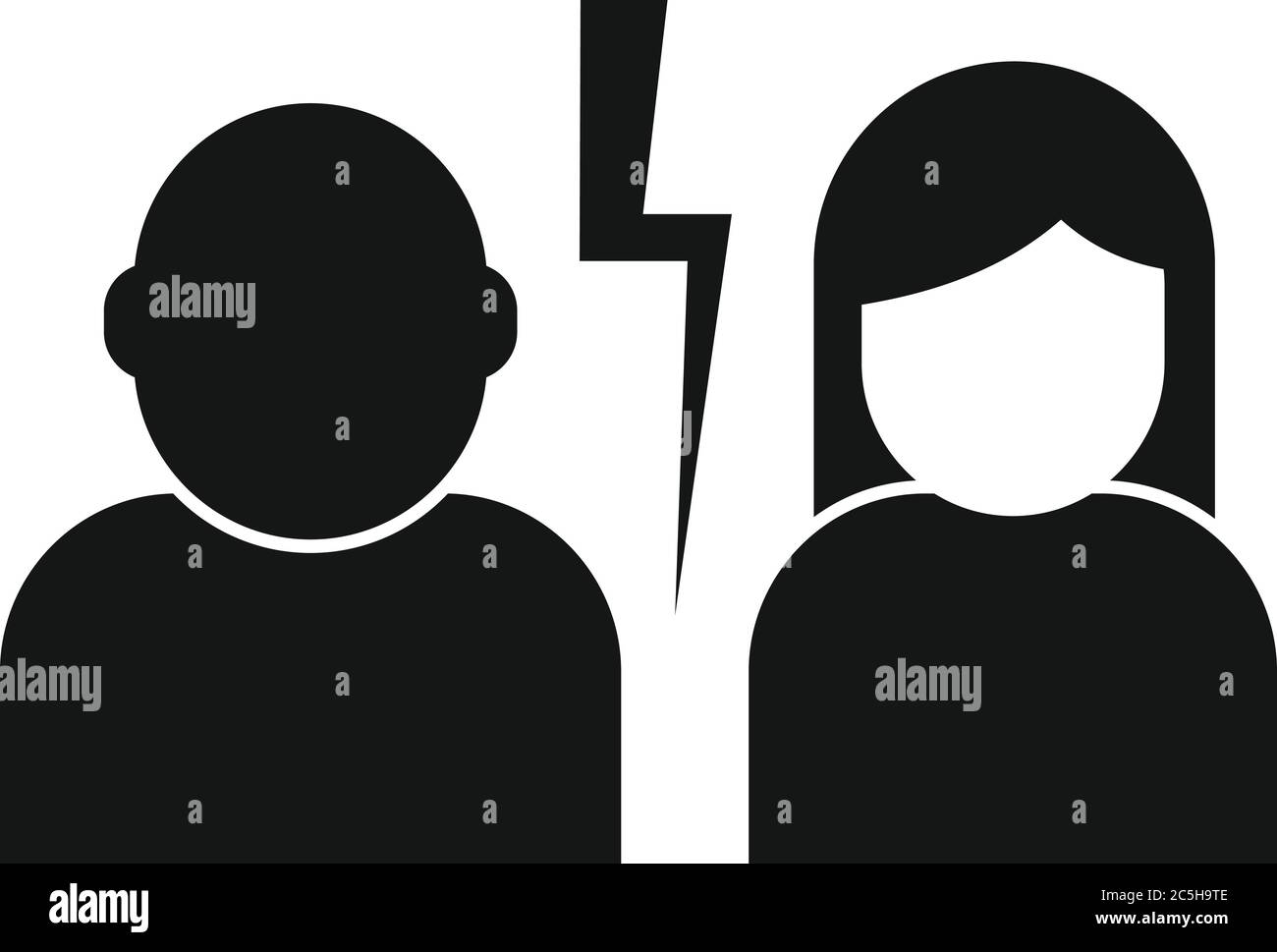 Divorce couple break icon. Simple illustration of divorce couple break ...