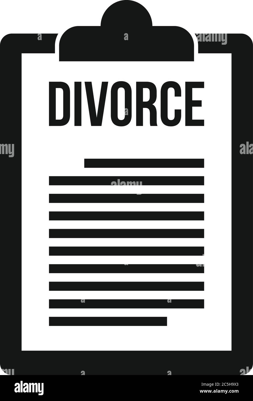 Divorce clipboard icon. Simple illustration of divorce clipboard vector ...