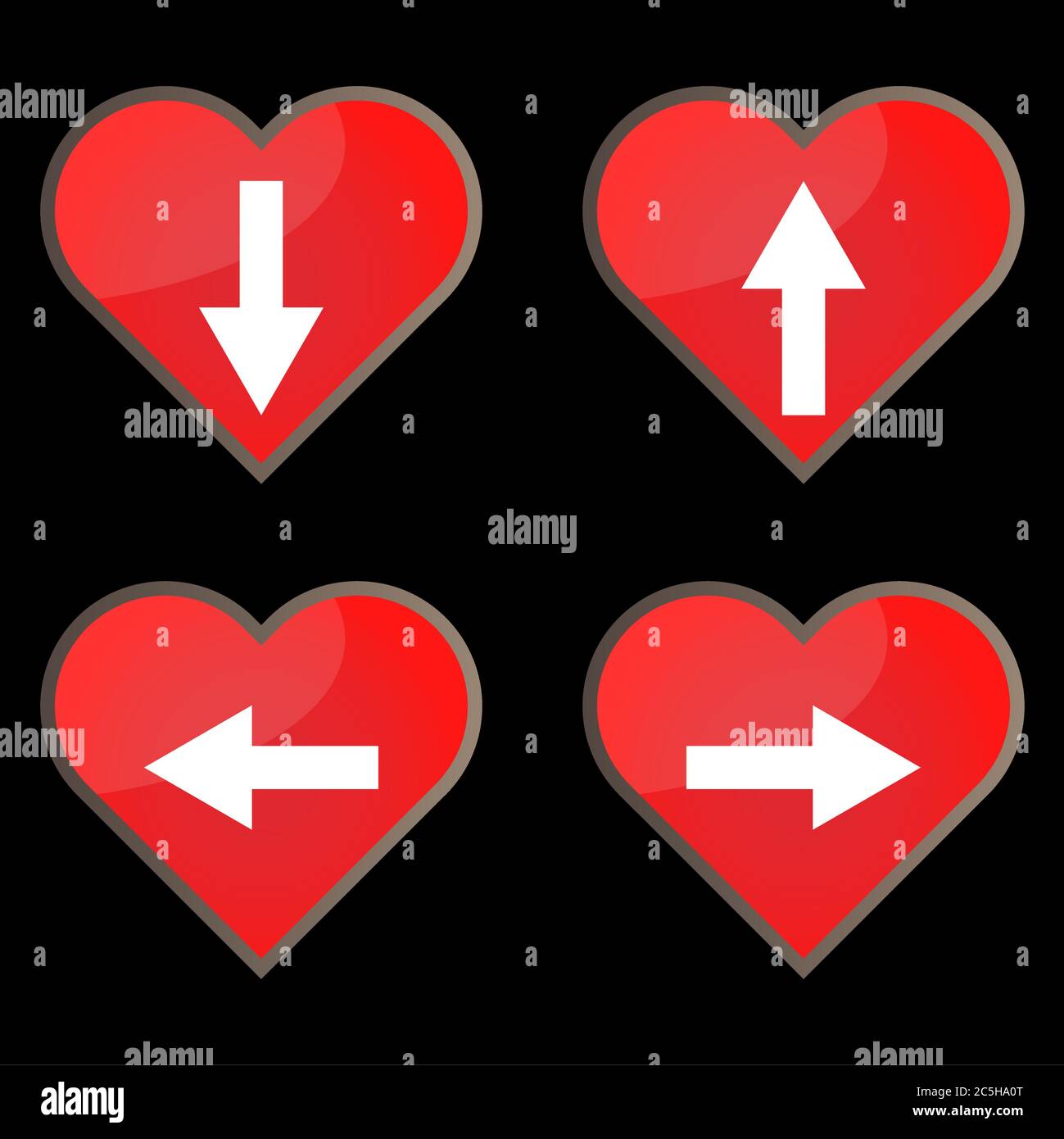 Set of glossy heart button icons for your design Stock Vector Image ...