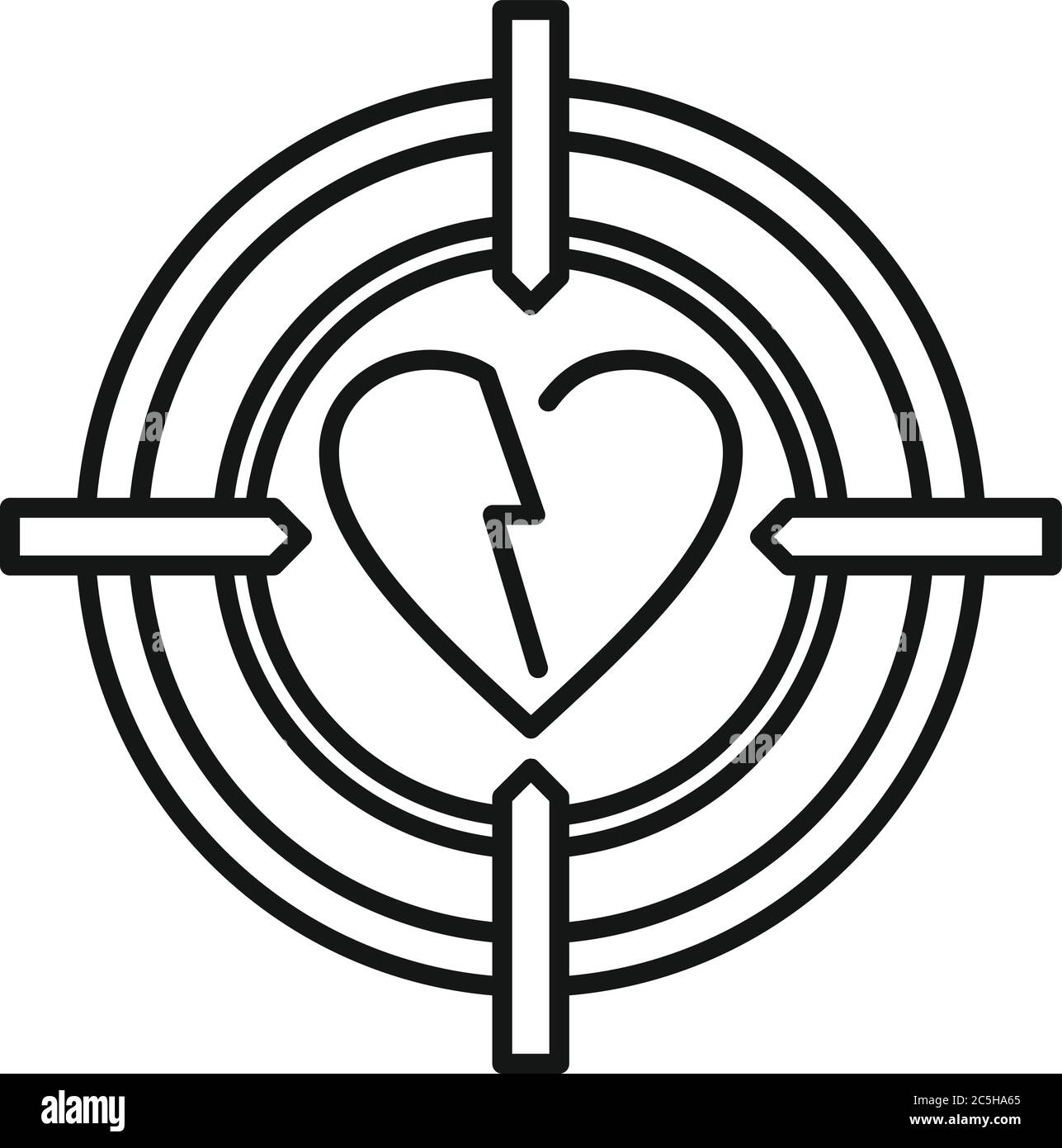 Divorce heart target icon. Outline divorce heart target vector icon for ...