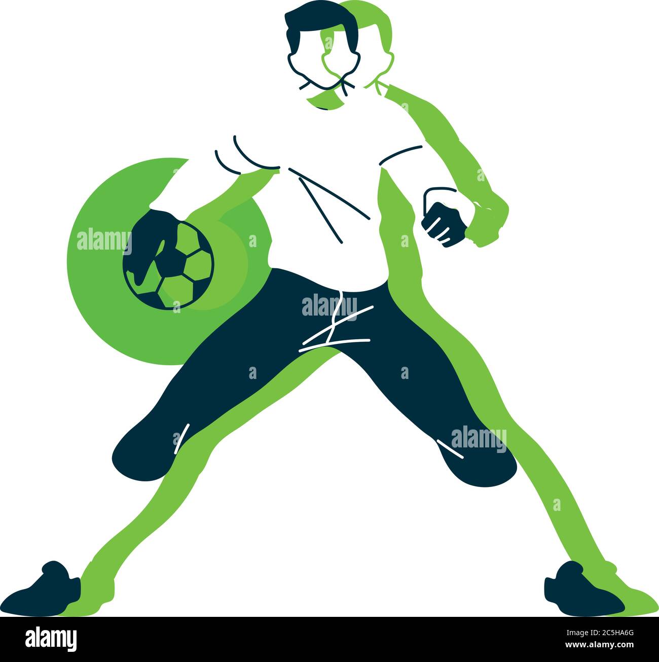 Player man with ball design, Soccer football sport hobby competition ...