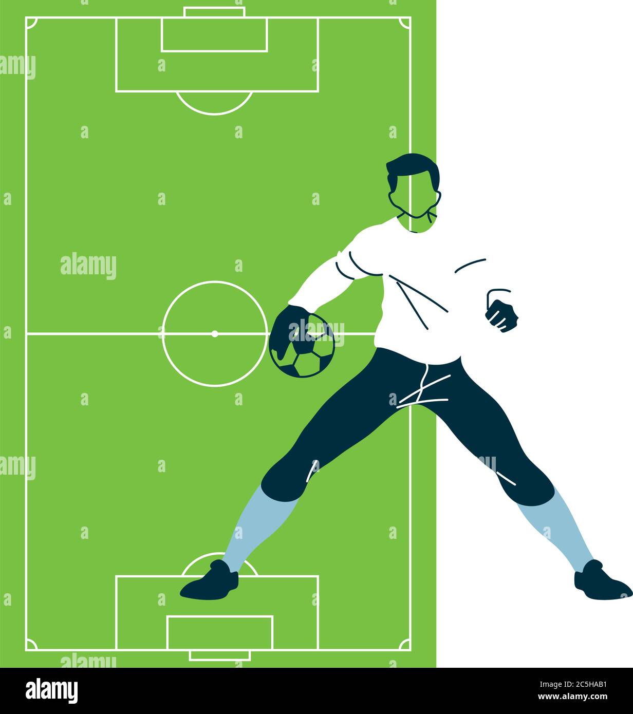 goalkeeper player man with ball and court design, Soccer football sport ...