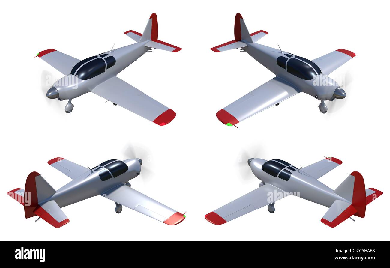 3d render of a general aviation aircraft from multiple perspective ...