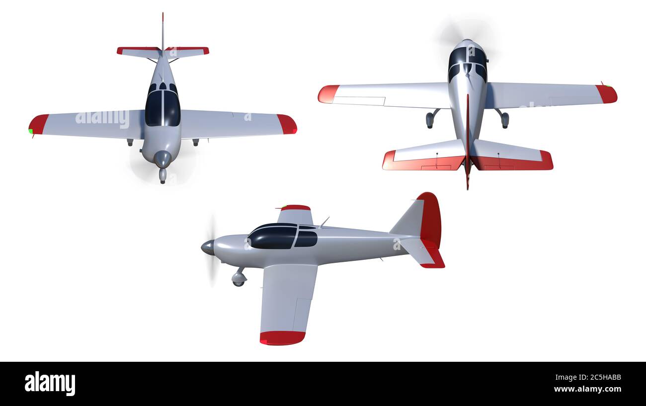 3d render of a general aviation aircraft from multiple perspective ...