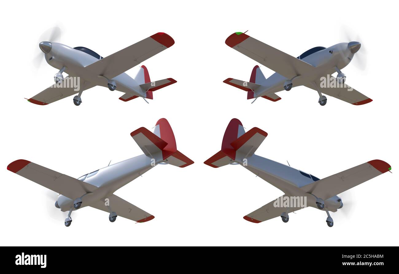 3d render of a general aviation aircraft from multiple perspective ...