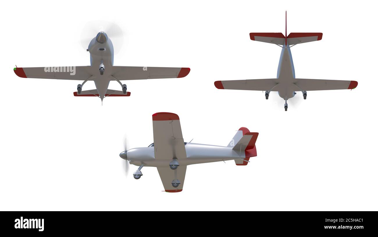 3d render of a general aviation aircraft from multiple perspective ...