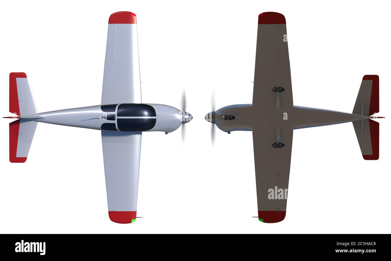 3d render of a general aviation aircraft from top and bottom view Stock ...