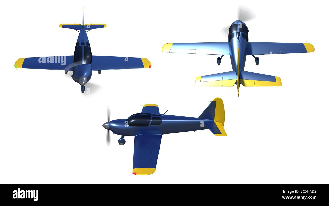 3d render of a general aviation aircraft from multiple perspective ...