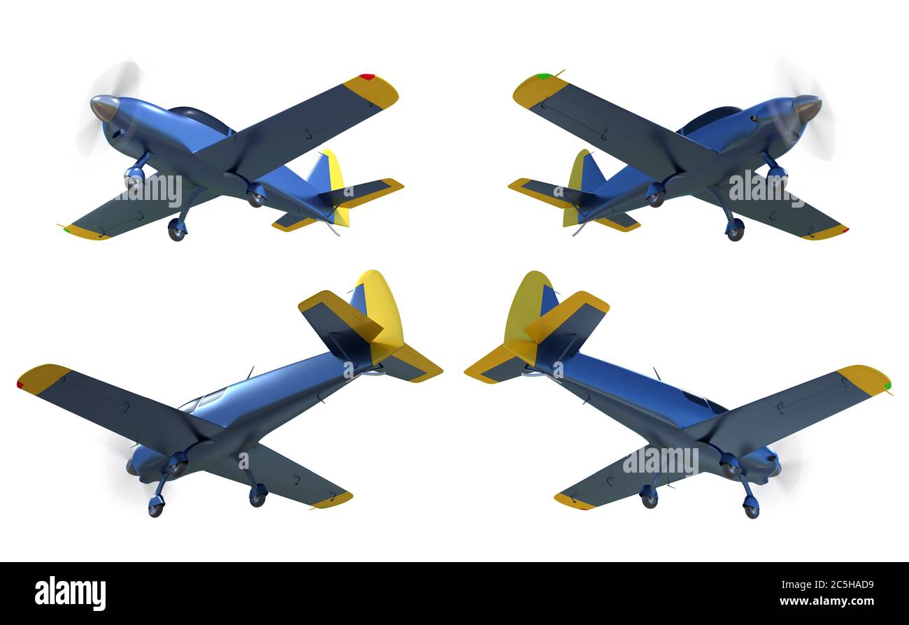 3d render of a general aviation aircraft from multiple perspective ...