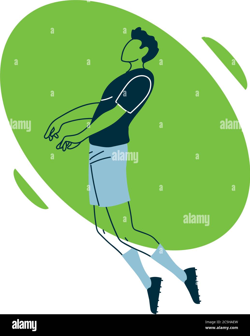 Player man with uniform in aerodynamic position design, Soccer football ...