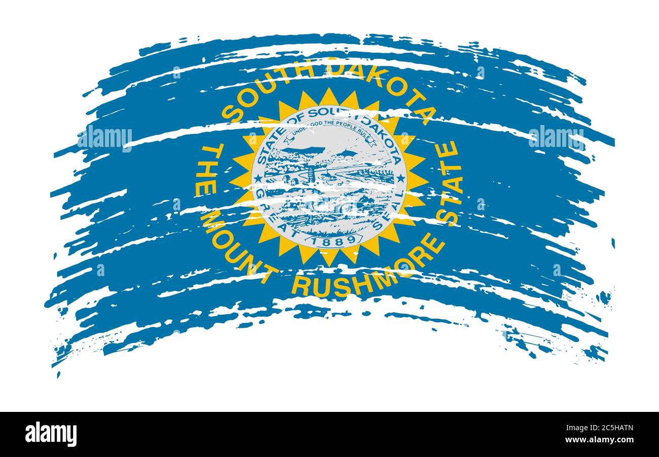 South Dakota flag in grunge brush stroke, vector Stock Vector Image ...