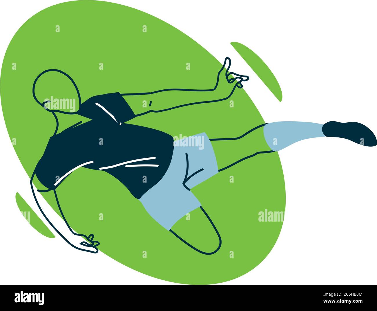 Player man with uniform in aerodynamic position design, Soccer football ...