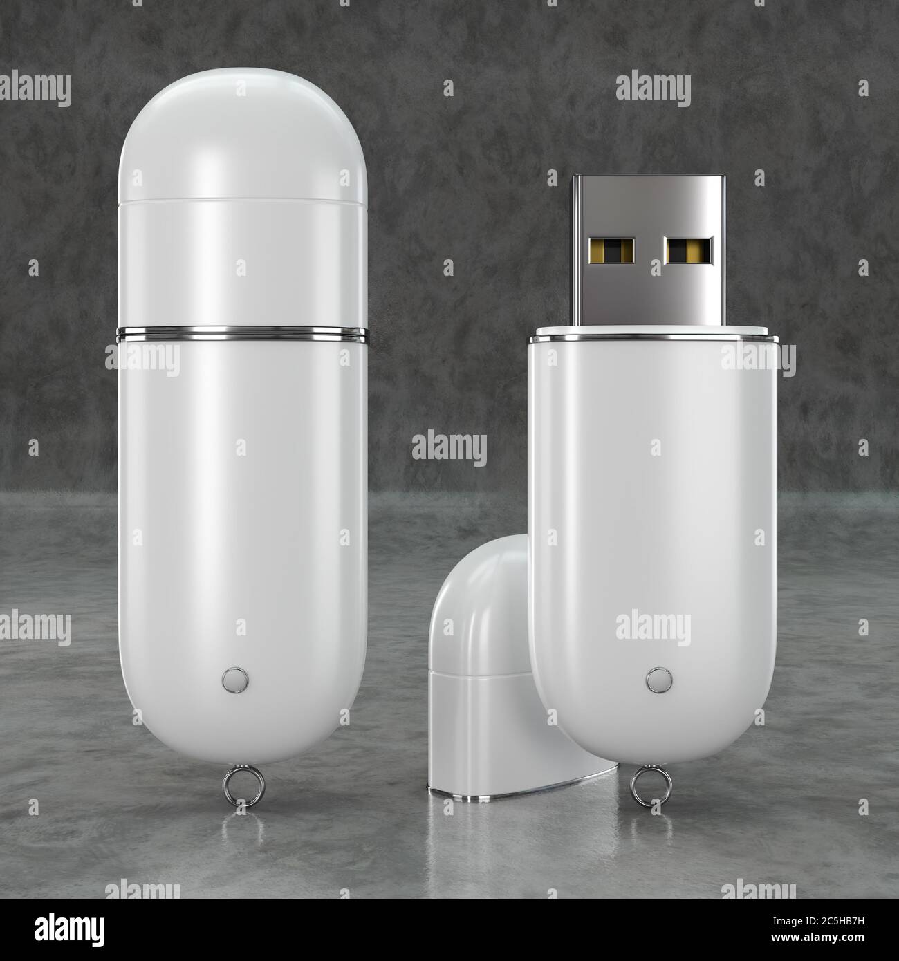 3d render illustration of a flashdrive mockup on concrete background ...