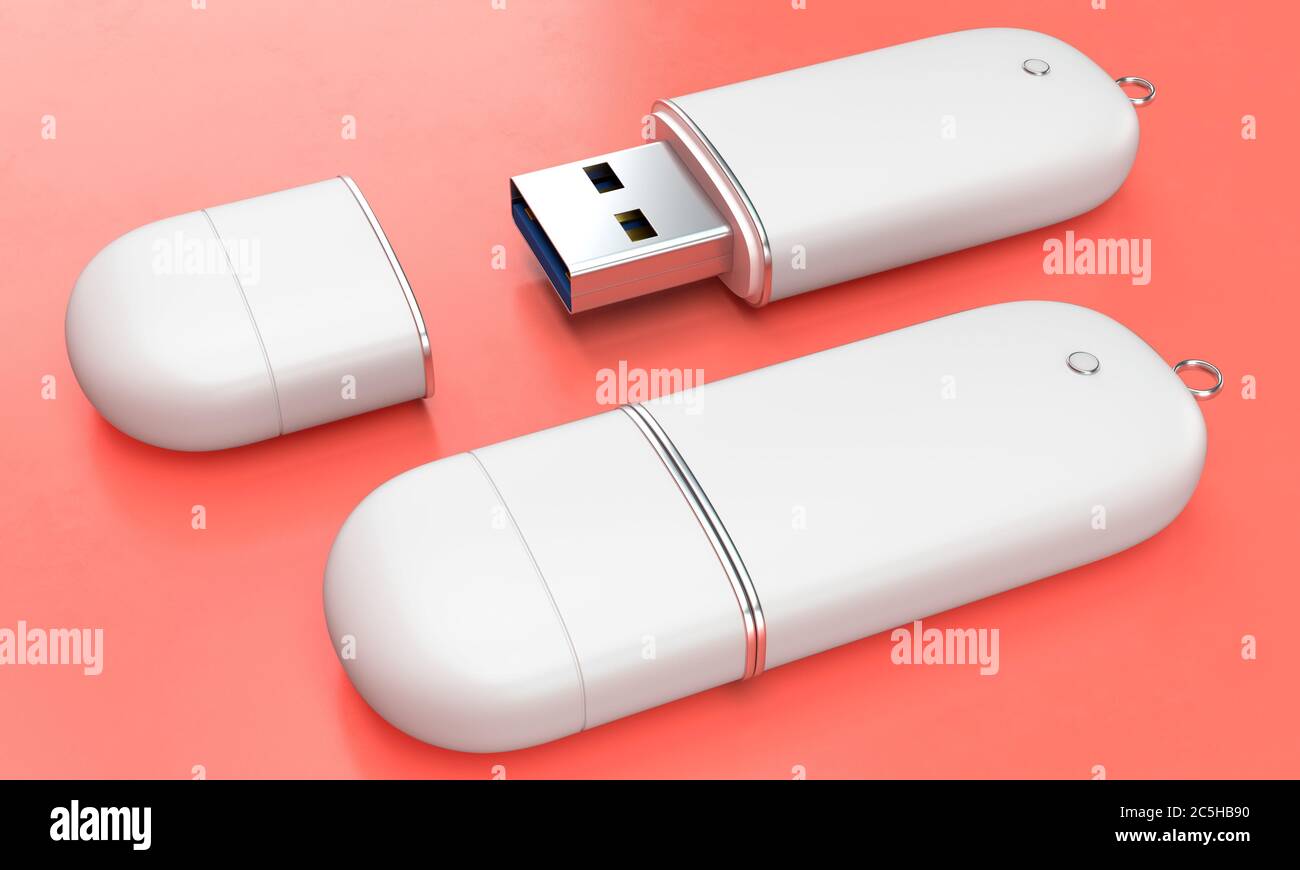 3d render illustration of a flashdrive mockup on color background ...
