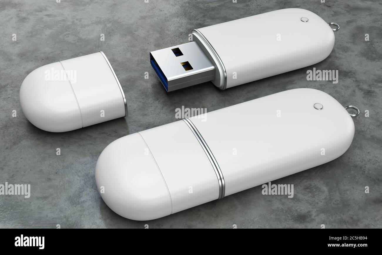 3d render illustration of a flashdrive mockup on concrete background ...