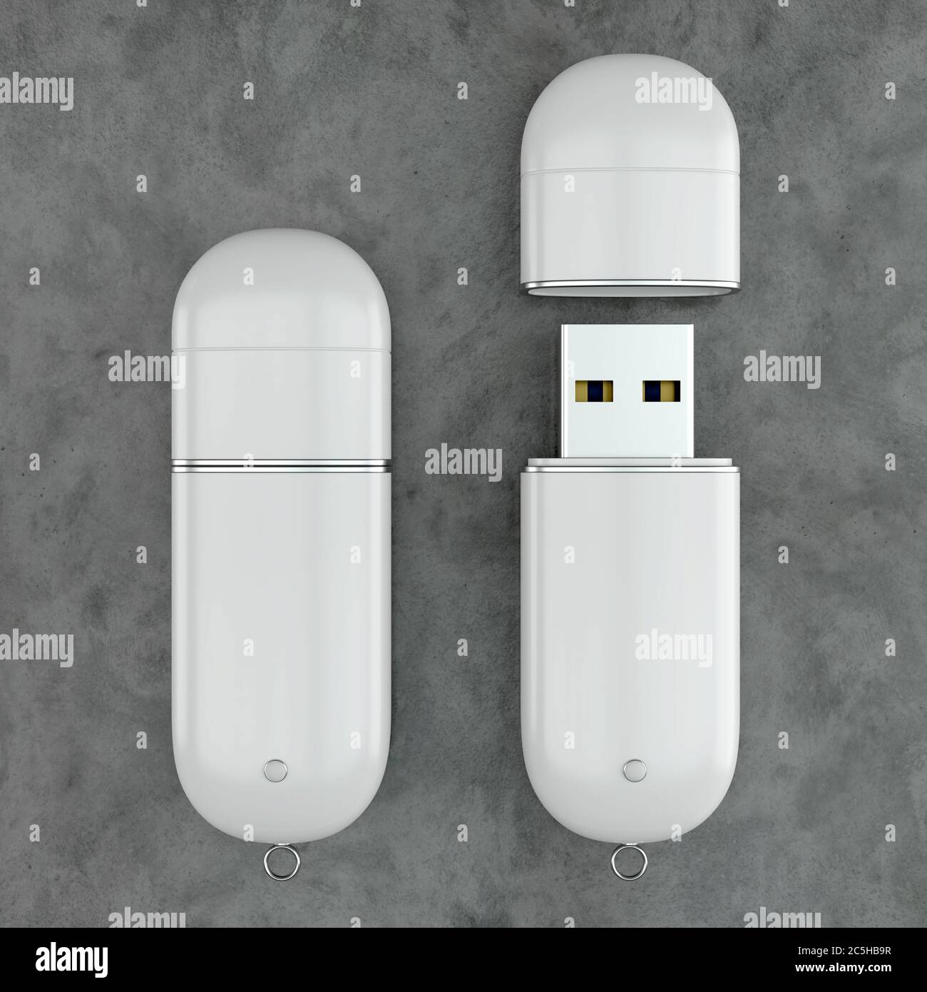 3d render illustration of a flashdrive mockup on concrete background ...