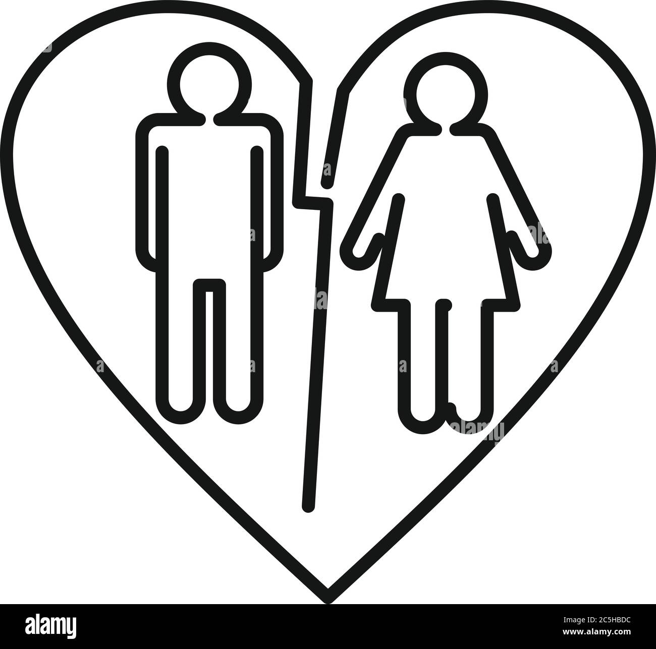 Legal heart divorce icon. Outline legal heart divorce vector icon for ...