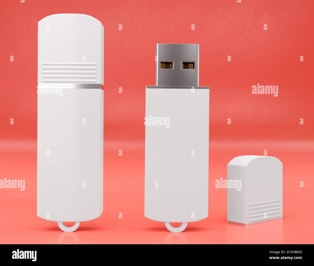 3d render illustration of a flashdrive mockup on color background ...