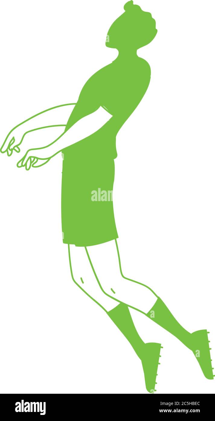 Player man with uniform in aerodynamic position design, Soccer football ...