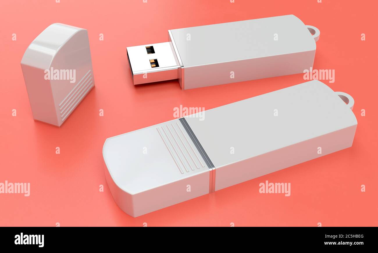 3d render illustration of a flashdrive mockup on color background ...