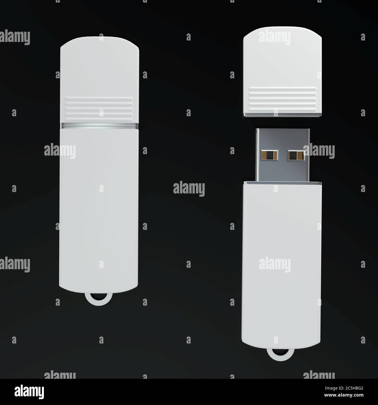 3d render illustration of a flashdrive mockup on black background.Top ...