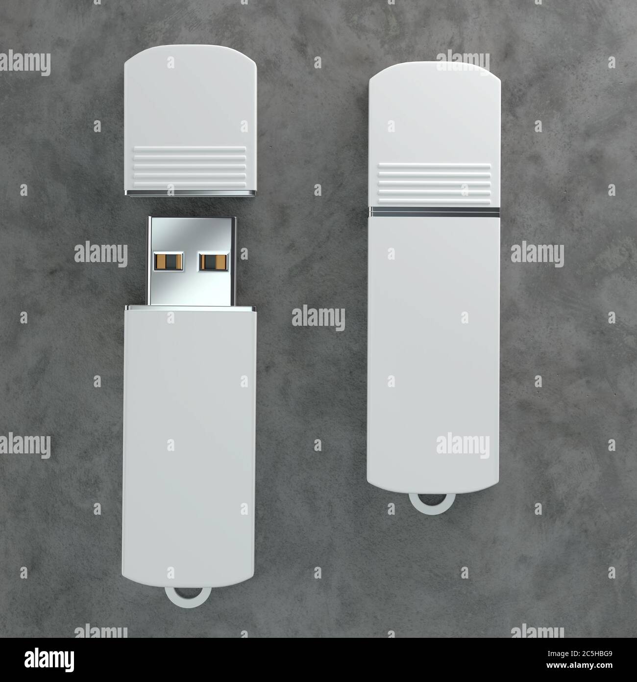 3d render illustration of a flashdrive mockup on concrete background ...