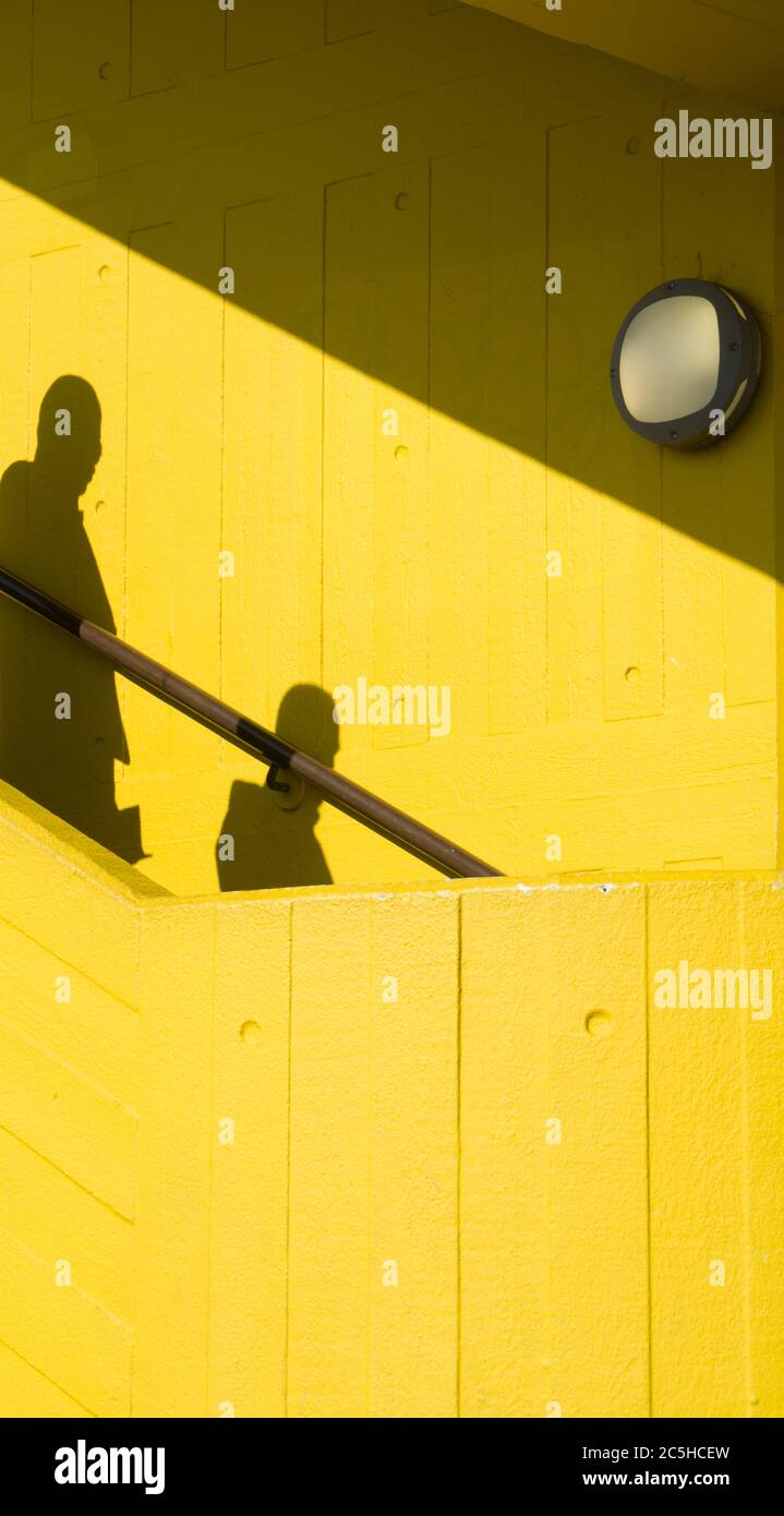 Brightly painted yellow stairs, Southbank Art Centre, London, UK 5 May ...