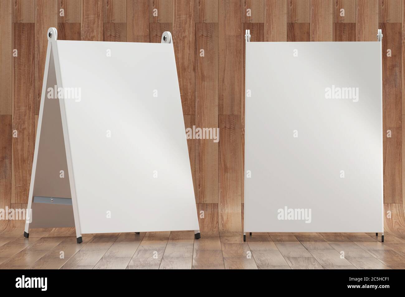 3d illustration render of a white information sign on a wooden ...