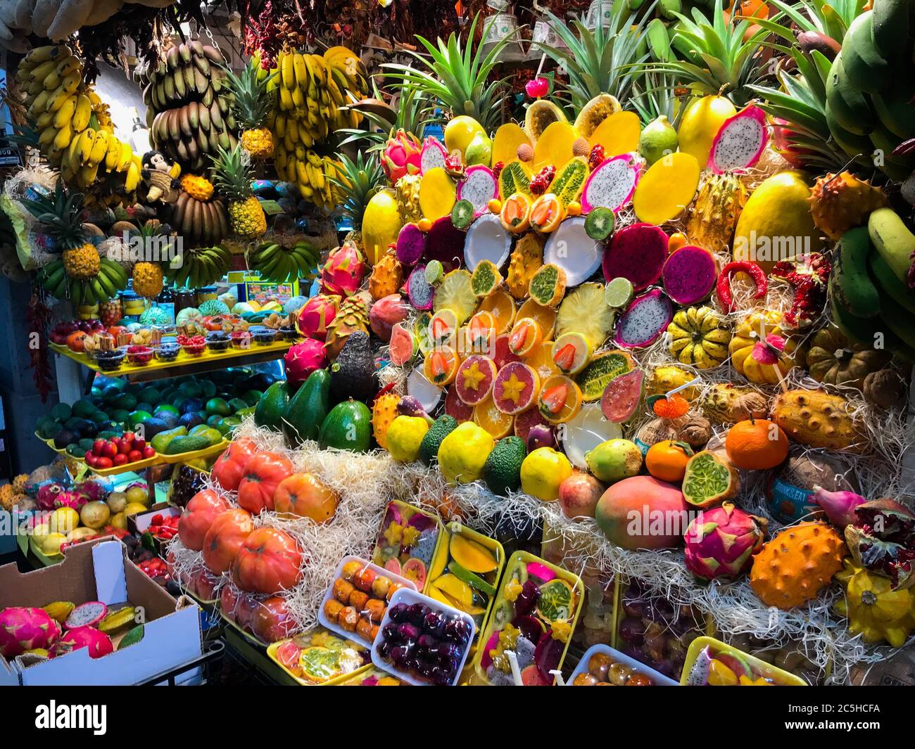 Stall with free sale of fruits of different kinds in a stall with ...