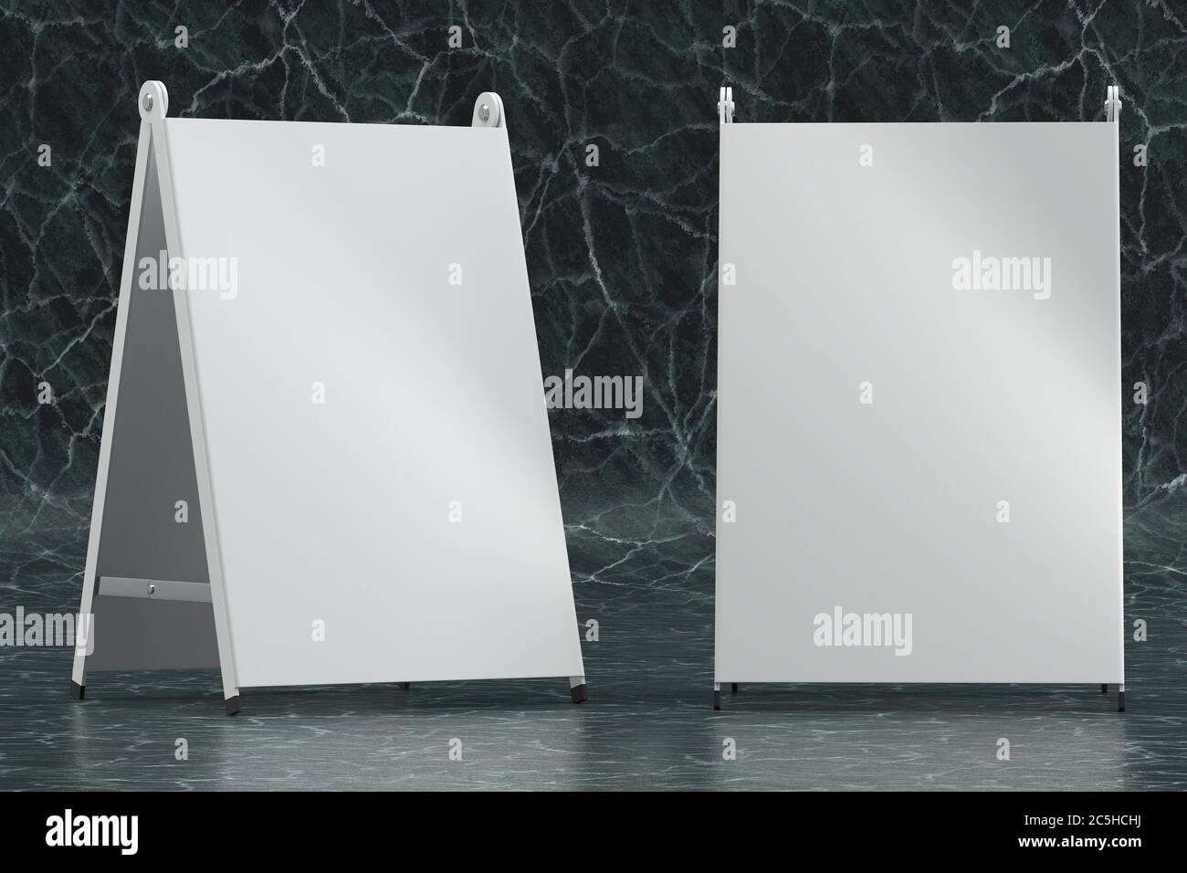 3d illustration render of a white information sign on a marble stone ...