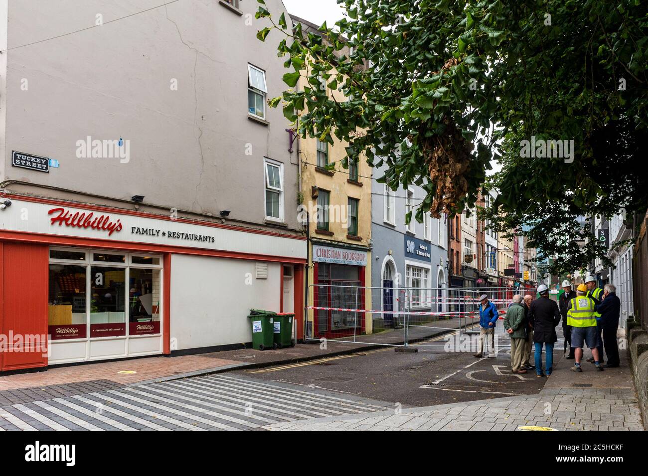 Cork, Ireland. 3rd July, 2020. Engineers discuss the unstable building ...