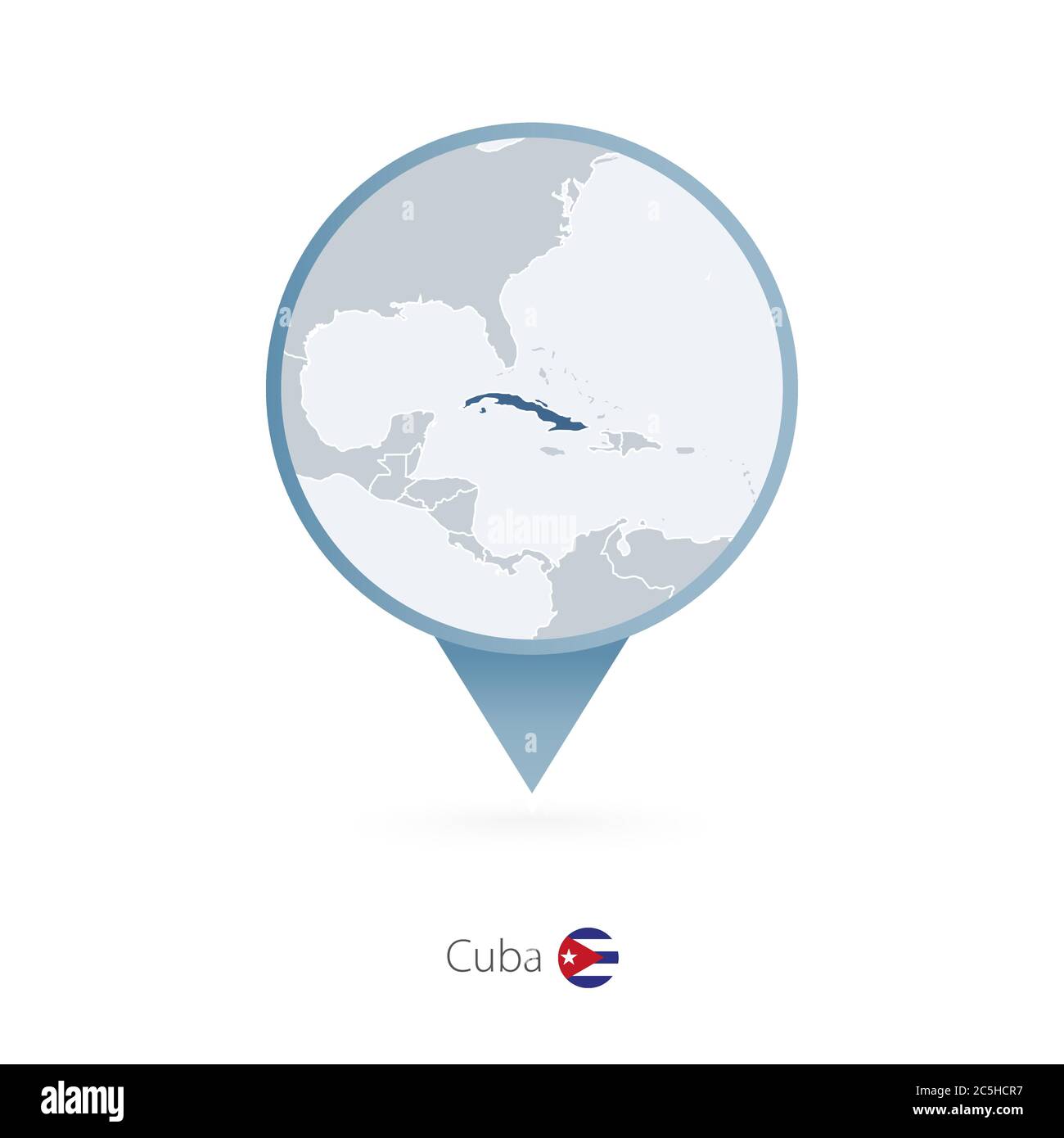 Map pin with detailed map of Cuba and neighboring countries Stock ...