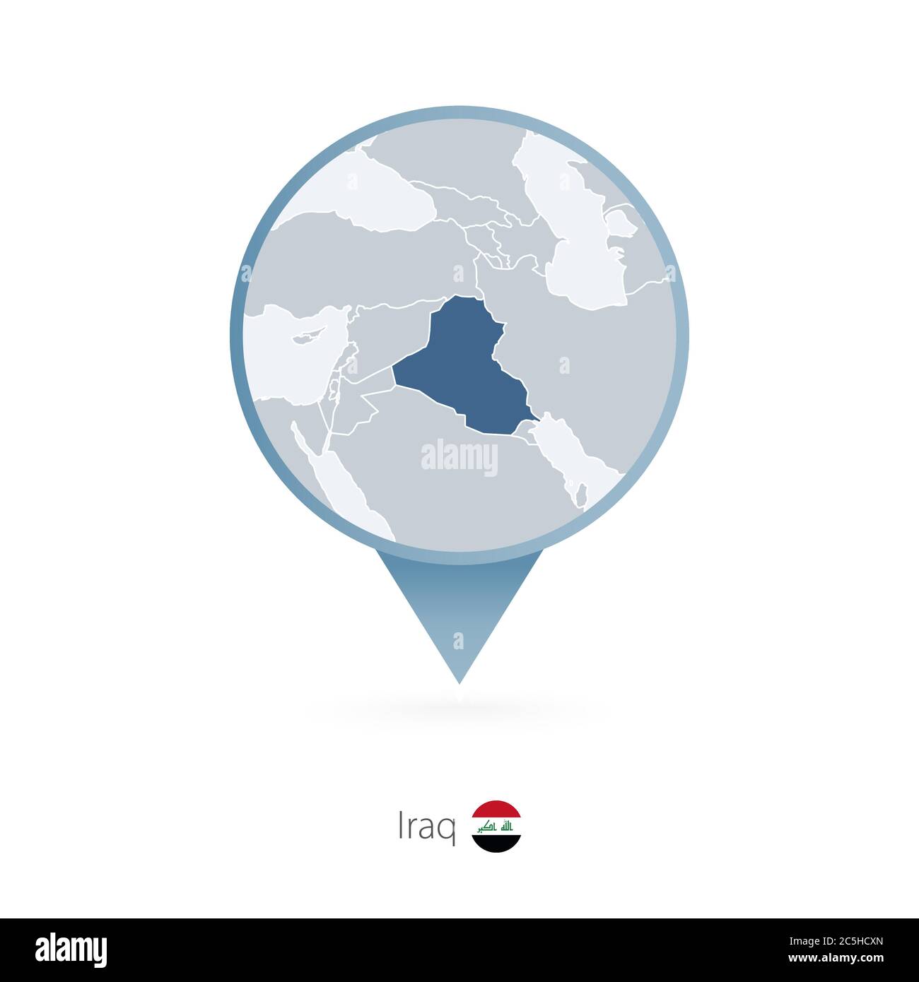 Map pin with detailed map of Iraq and neighboring countries Stock ...