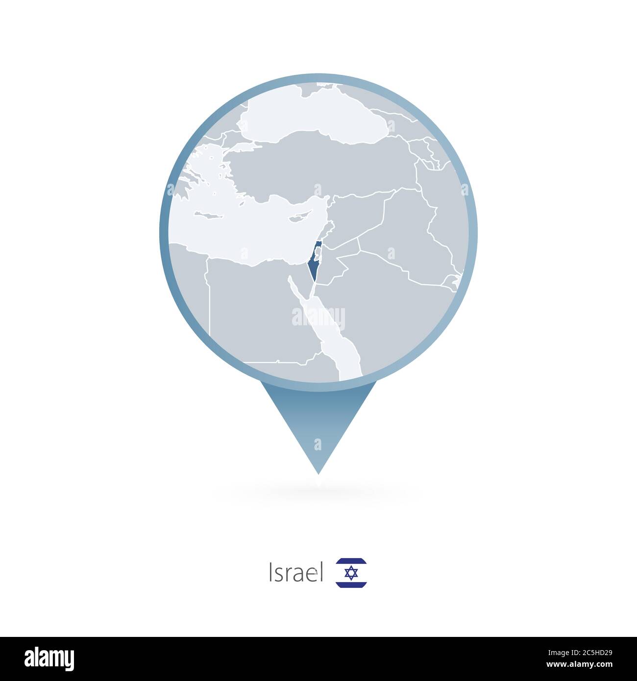 Map pin with detailed map of Israel and neighboring countries Stock ...