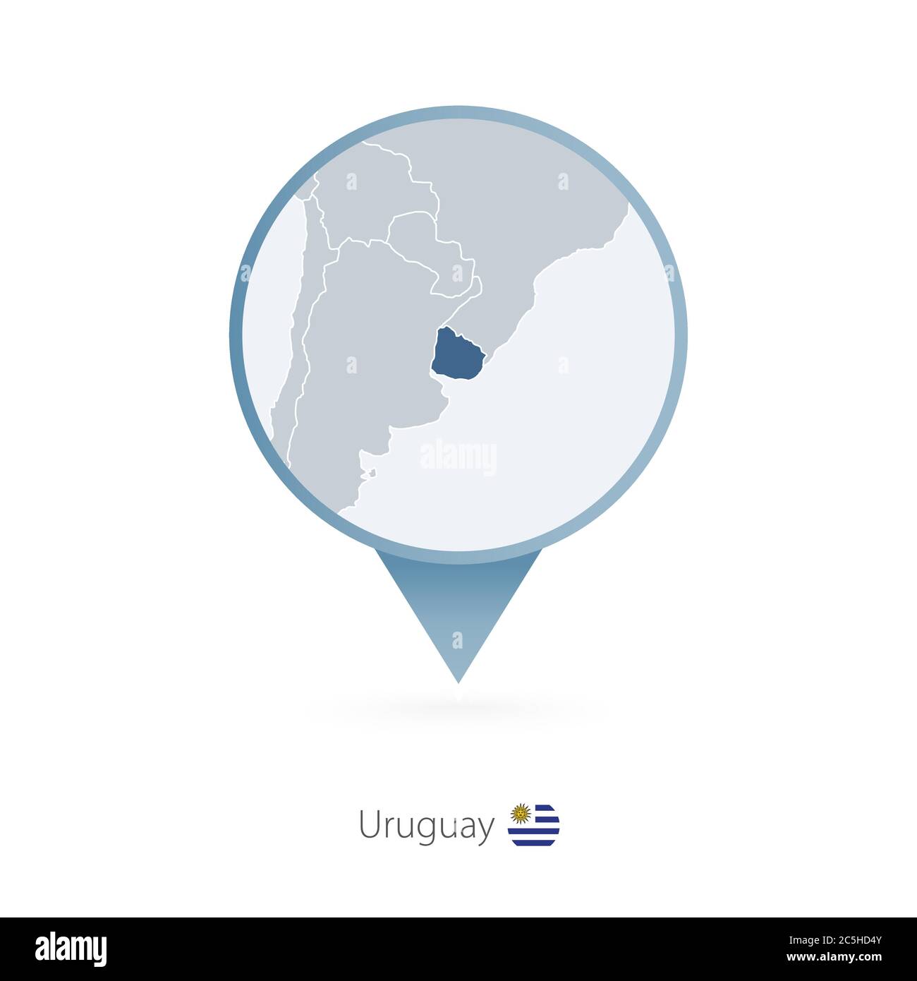 Map pin with detailed map of Uruguay and neighboring countries Stock Vector Image & Art - Alamy