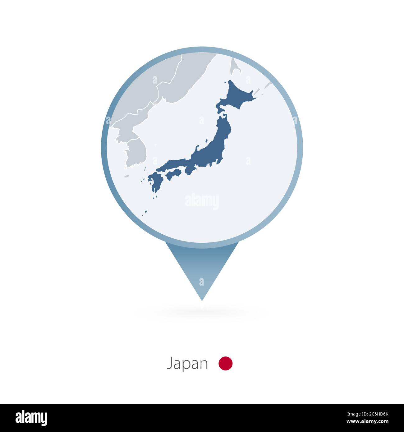 Map pin with detailed map of Japan and neighboring countries Stock ...