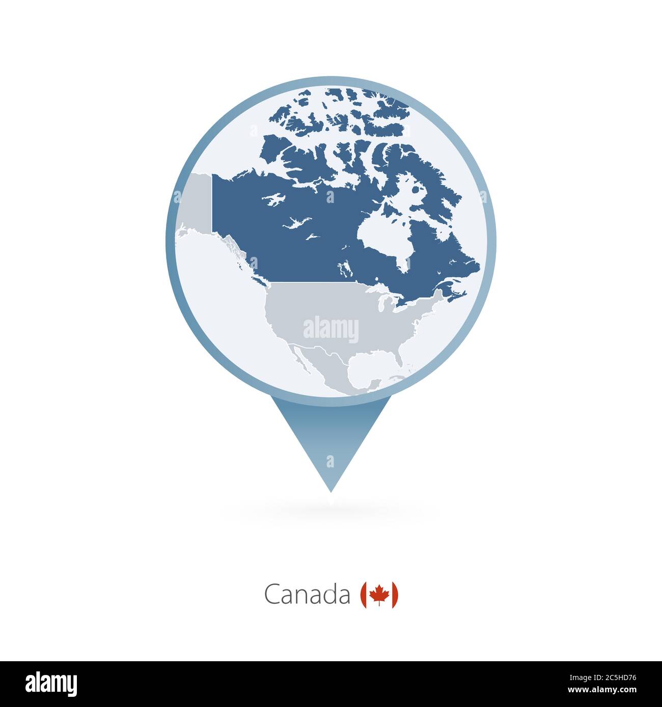 Map pin with detailed map of Canada and neighboring countries Stock ...