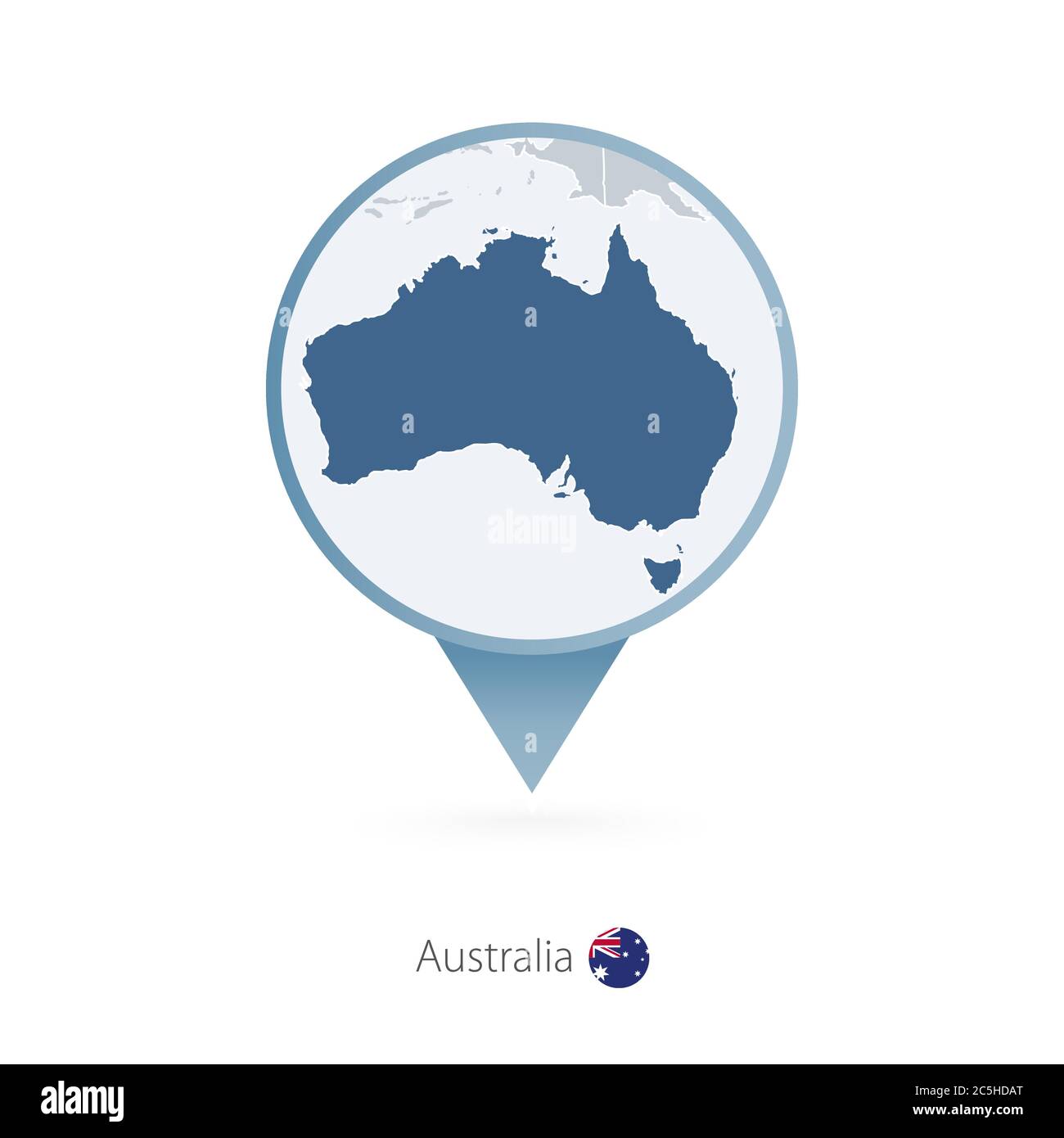 Map pin with detailed map of Australia and neighboring countries Stock ...