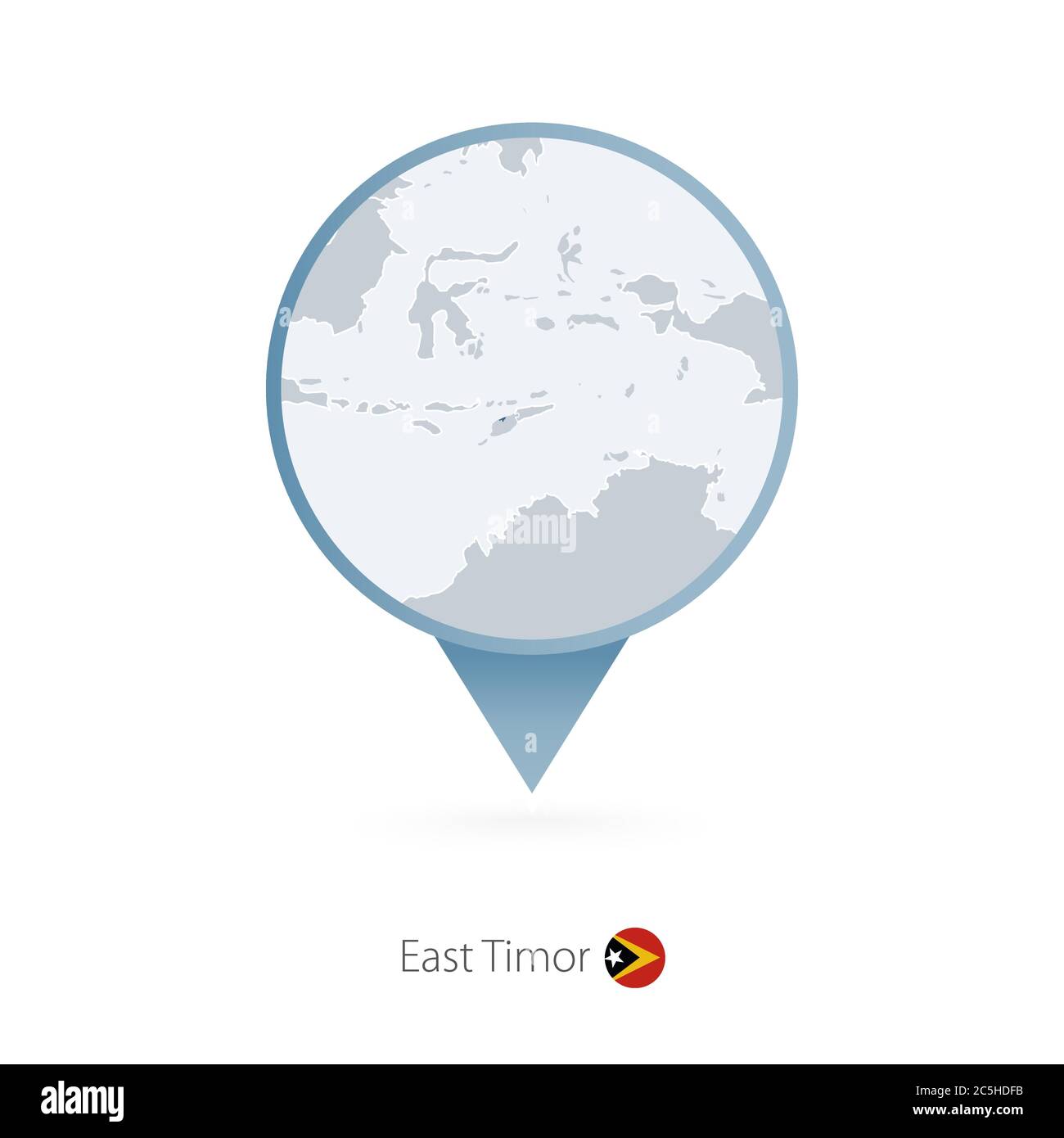 Map pin with detailed map of East Timor and neighboring countries Stock ...